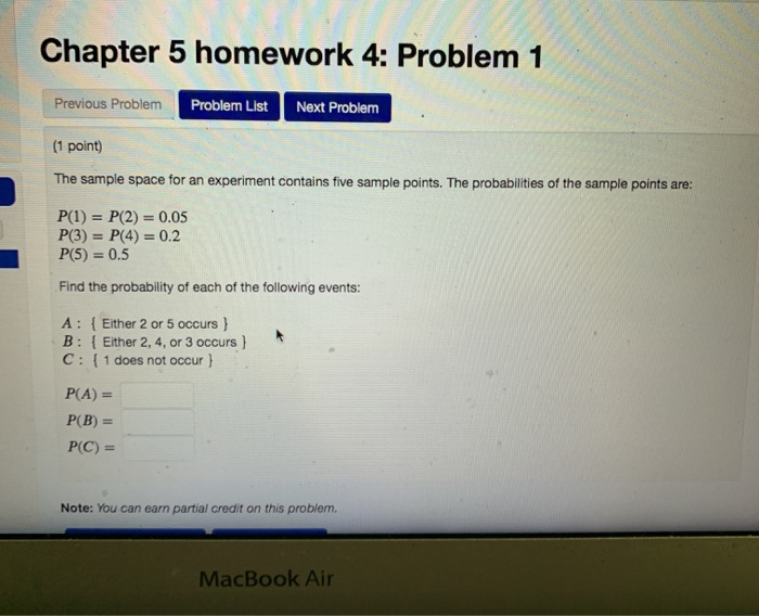Solved Chapter 5 homework 4: Problem 1 Previous Problem | Chegg.com