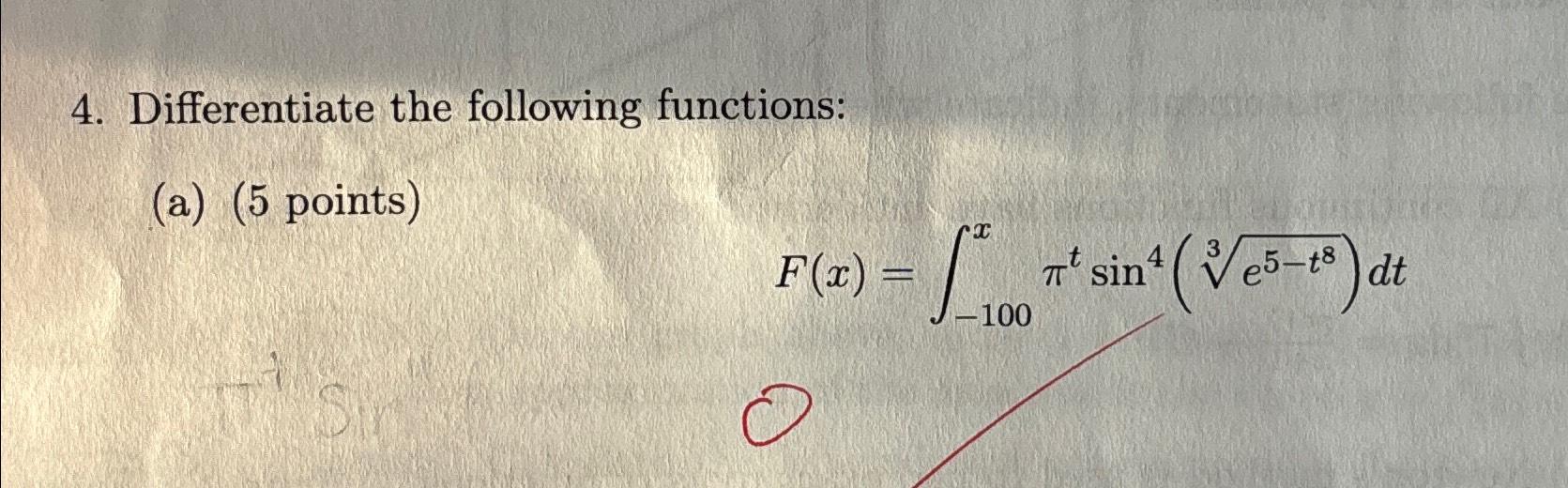 Solved Differentiate the following functions:(a) (5 | Chegg.com