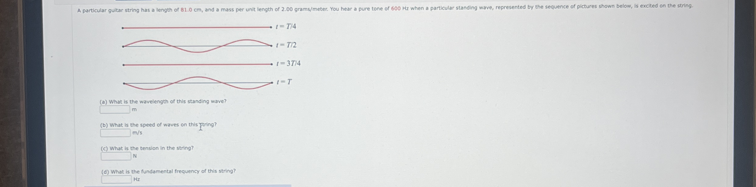 Solved (a) ﻿What is the wavelength of this standing | Chegg.com