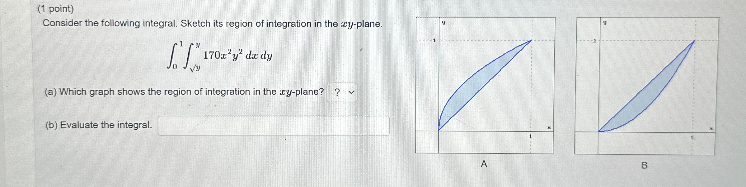 Solved (1 ﻿point)Consider the following integral. Sketch its | Chegg.com