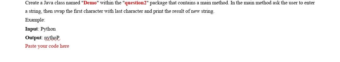 Solved Create a Java class named "Demo" within the | Chegg.com