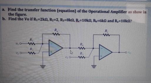 Solved a. Find the transfer function (equation) of the | Chegg.com