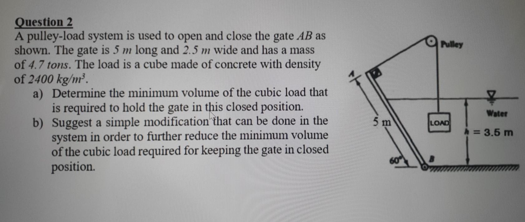 Solved Pulley Question 2 A pulley-load system is used to | Chegg.com