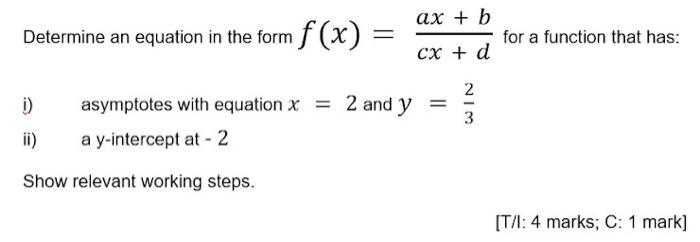 Solved Determine an equation in the form f(x) = ax + b CX + | Chegg.com
