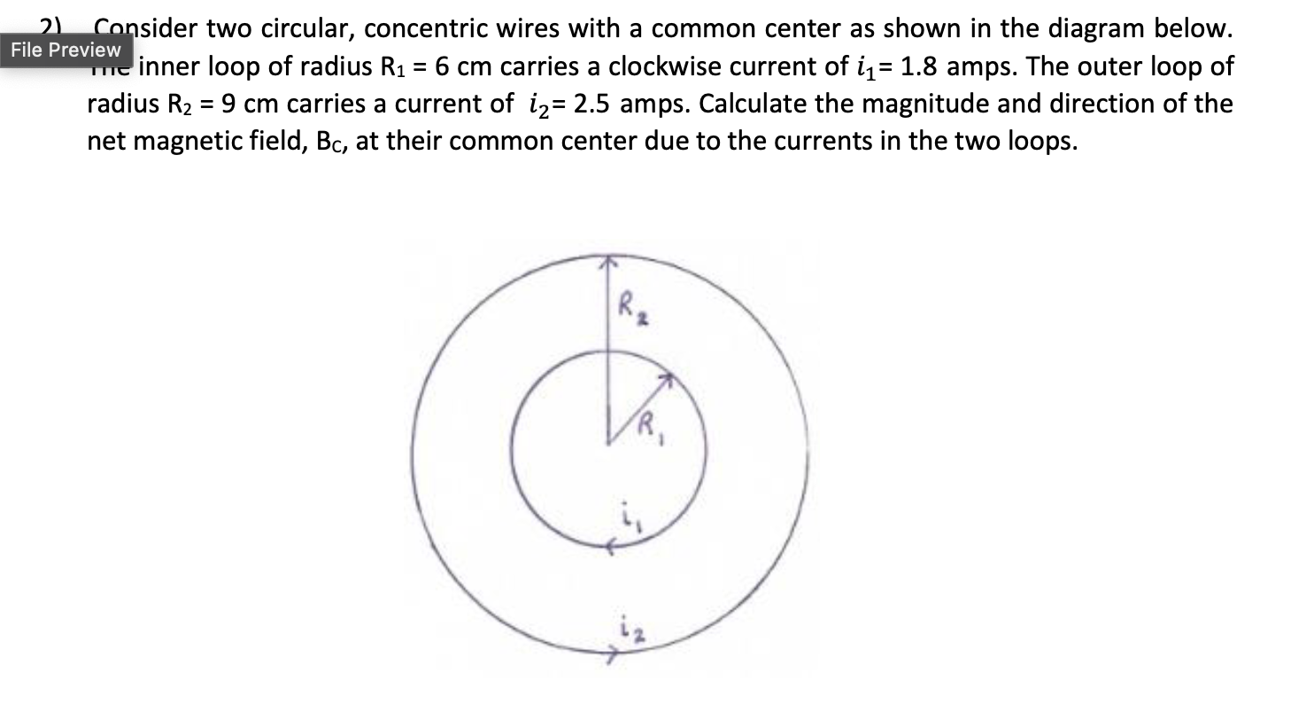 Solved Consider two circular, concentric wires with a common | Chegg.com