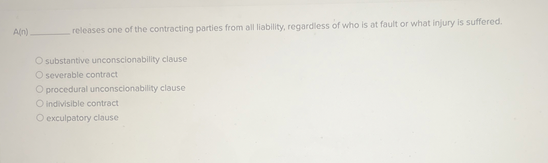 Solved A(n) ﻿releases one of the contracting parties from | Chegg.com