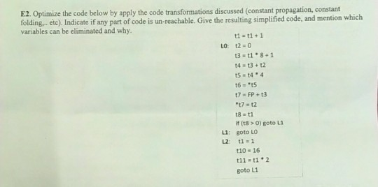 Solved E2. Optimize the code below by apply the code | Chegg.com