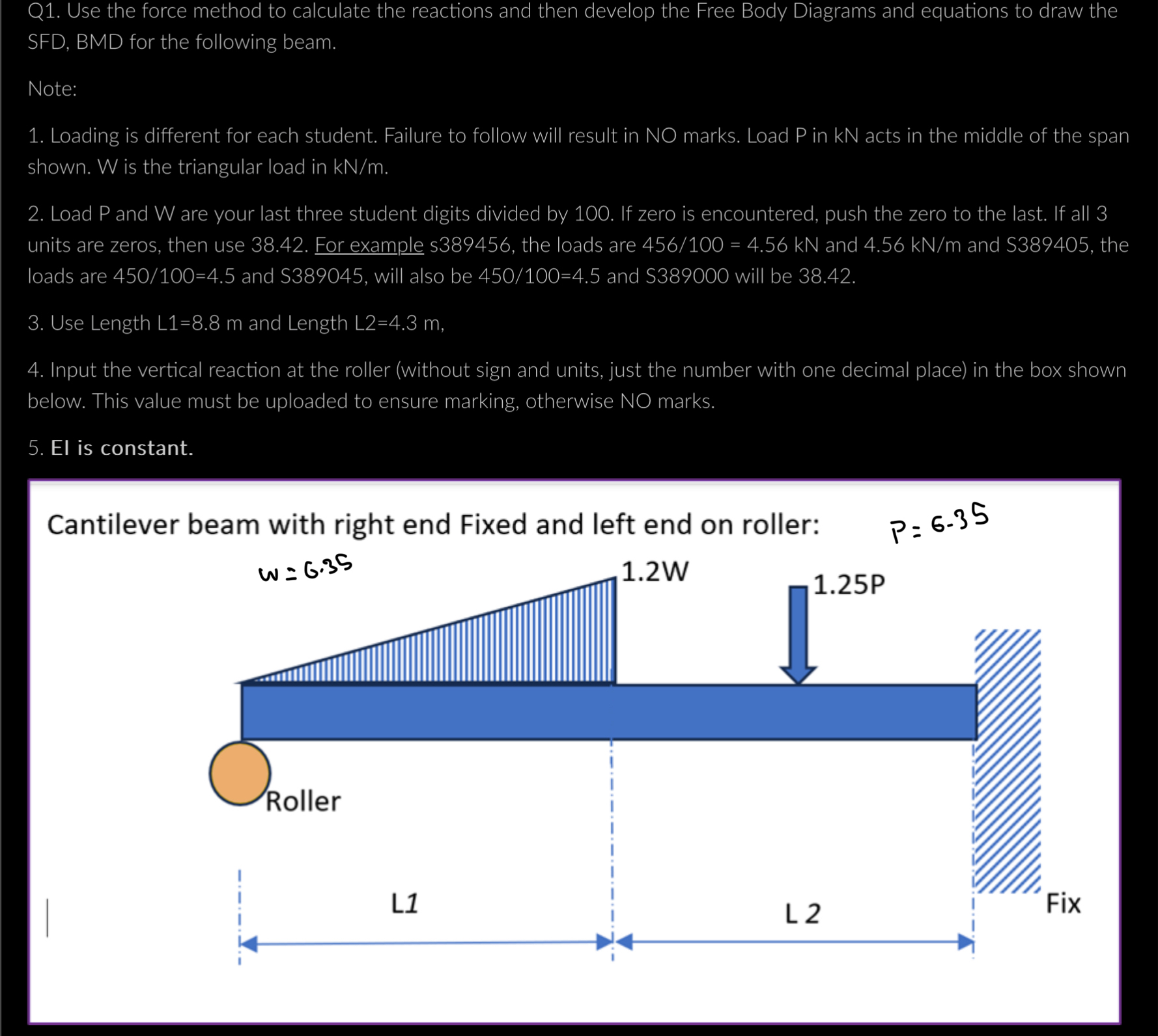 Solved Q1. ﻿Use the force method to calculate the reactions | Chegg.com