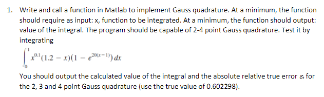 Solved Write and call a function in Matlab to implement | Chegg.com