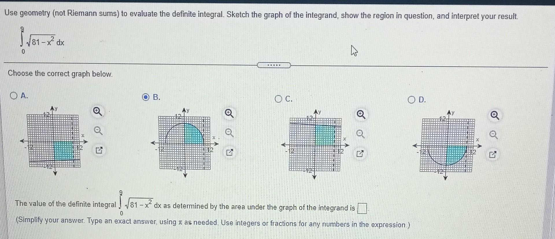 Solved Use geometry (not Riemann sums) to evaluate the | Chegg.com