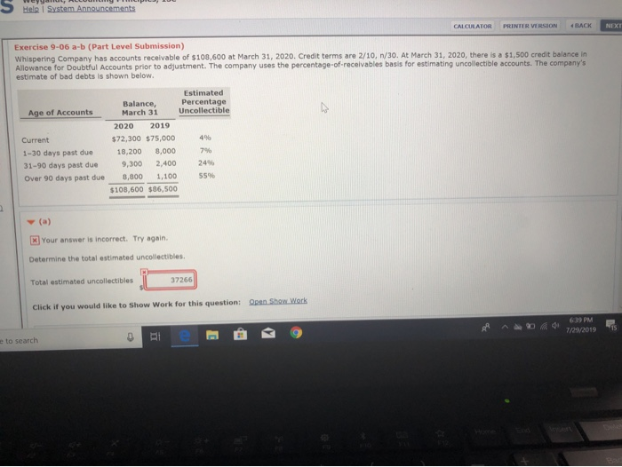 Solved Help System Announcements CALCULATOR PRINTER VERSION | Chegg.com