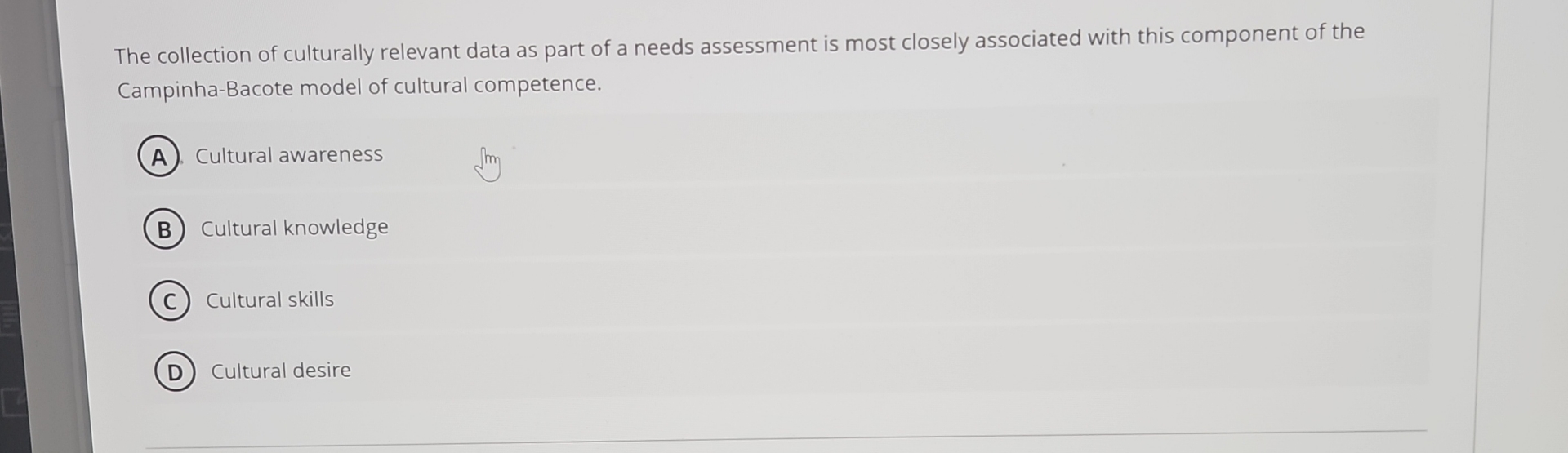 Solved The collection of culturally relevant data as part of | Chegg.com