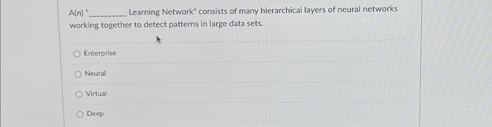 Solved A(n) ﻿Learning Network" consists of many hierarchical | Chegg.com