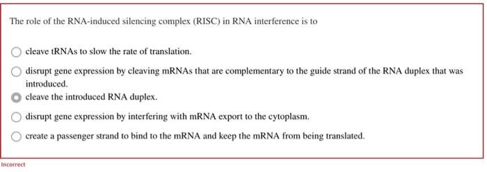 Solved The role of the RNA-induced silencing complex (RISC) | Chegg.com