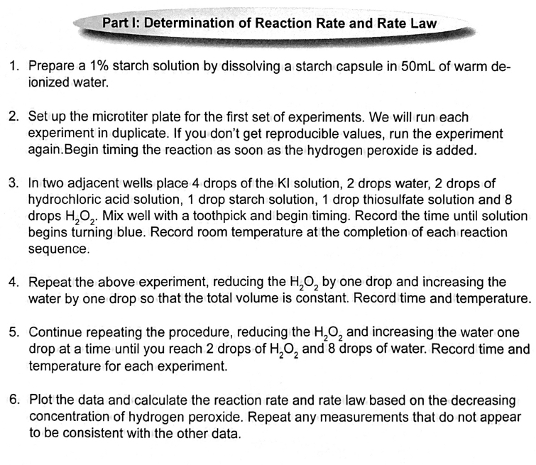 Solved Part I: Determination of Reaction Rate and Rate | Chegg.com