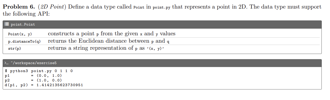 Solved Problem 6. (2D Point) ﻿Define a data type called | Chegg.com