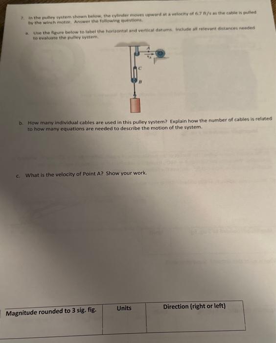 Solved 7. In the pulley system shown below, the cylinder | Chegg.com