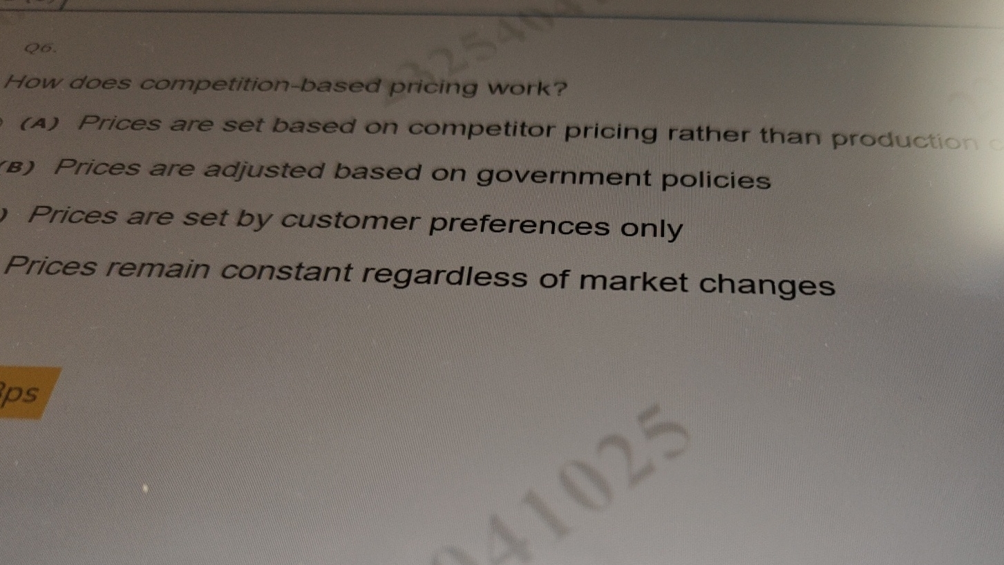 Solved Qo.How does competition-based pricing work?(A) | Chegg.com