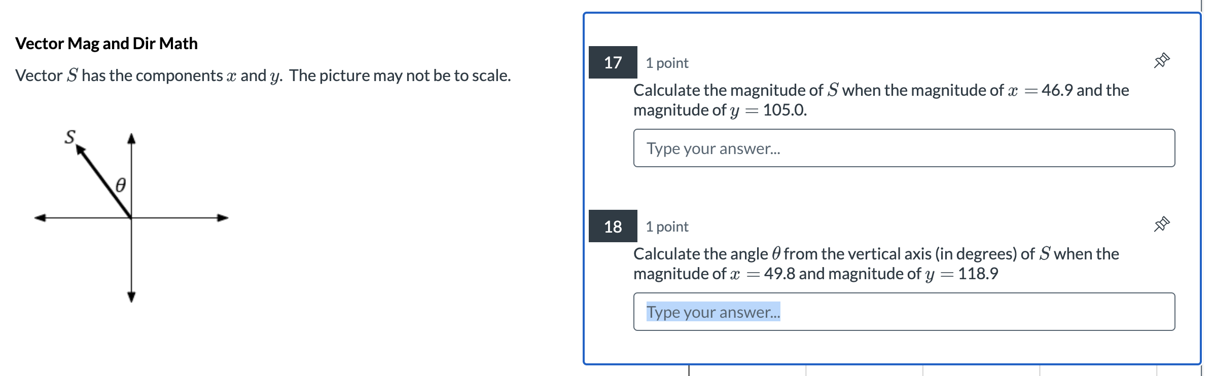 Solved Vector Mag and Dir MathVector S ﻿has the components x | Chegg.com