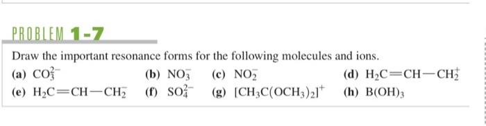Solved Draw the important resonance forms for the following | Chegg.com