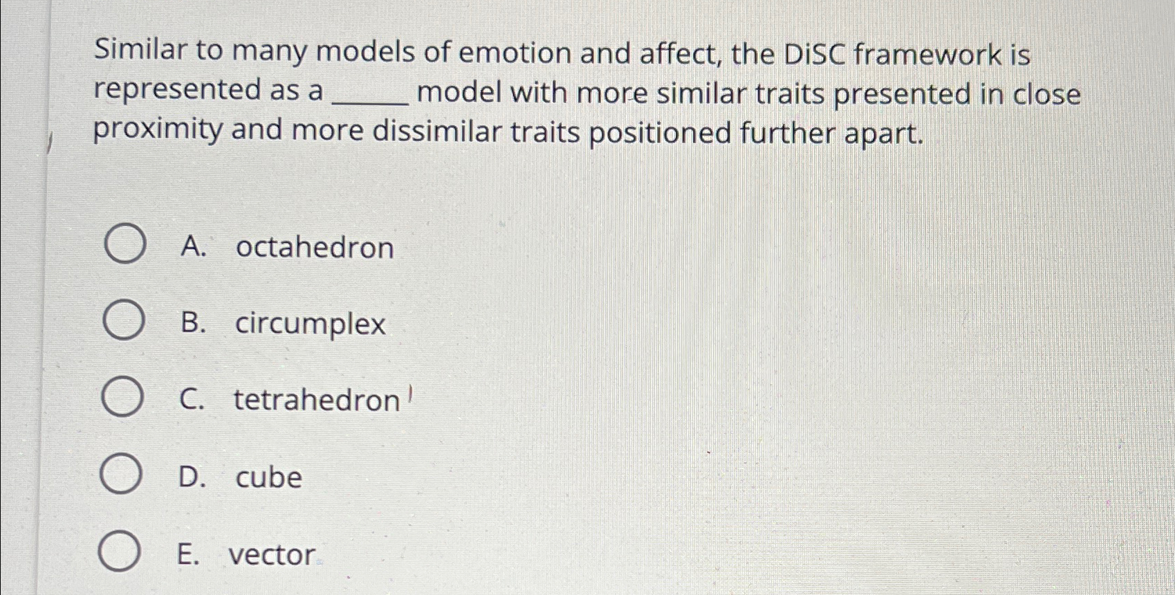 Solved Similar to many models of emotion and affect, the | Chegg.com