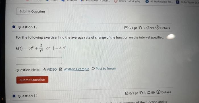 Solved For the following exercise, find the average rate of | Chegg.com Solved For the following exercise, find the average rate of | Chegg.com
