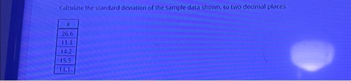 Solved Calculate the standard deviation of the sample data | Chegg.com