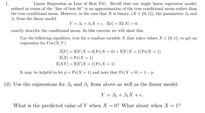 Solved 1. Linear Regression as Line of Best Fit). Recall | Chegg.com