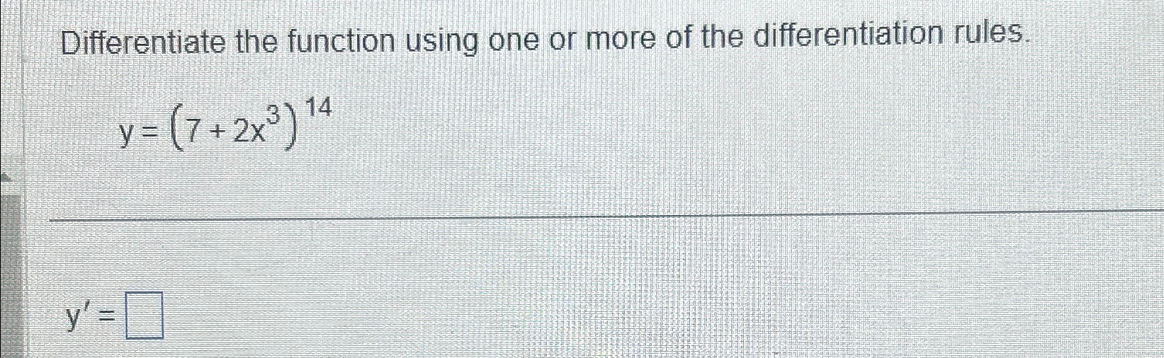 Solved Differentiate the function using one or more of the | Chegg.com