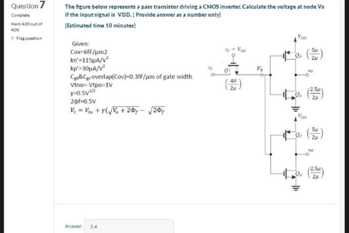 The figure below represents a pass transistor driving | Chegg.com