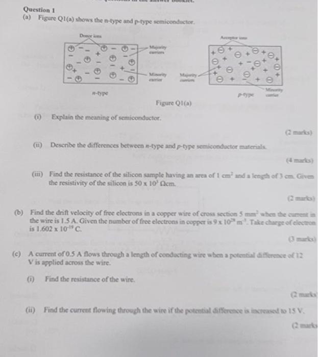 Solved Question 1 (a) Figure Q1 (a) shows the n-type and | Chegg.com