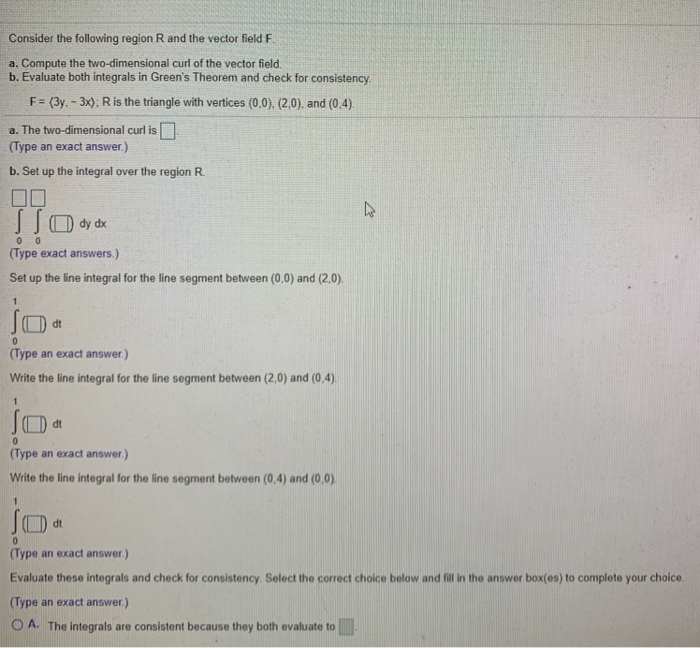 Solved Consider the following region R and the vector field | Chegg.com