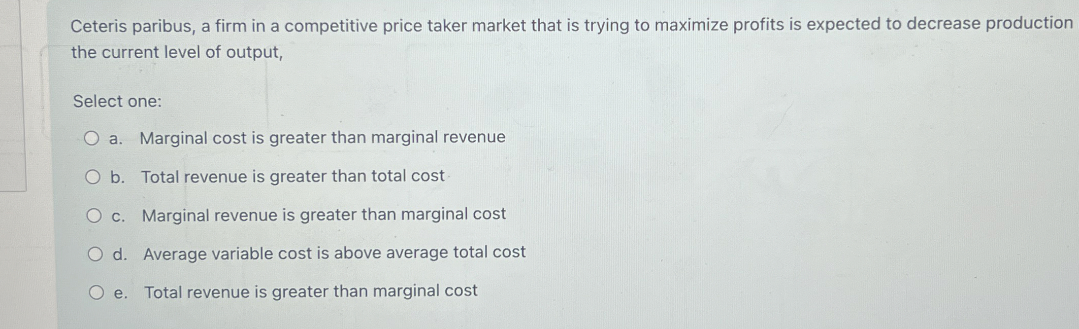 Solved Ceteris paribus, a firm in a competitive price taker | Chegg.com