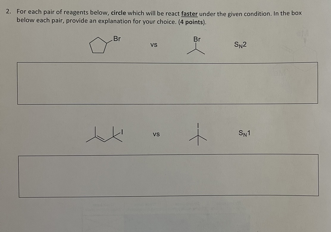 Solved For each pair of reagents below, circle which will be | Chegg.com