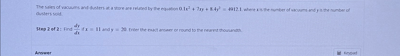 Solved The sales of vacuums and dusters at a store are | Chegg.com