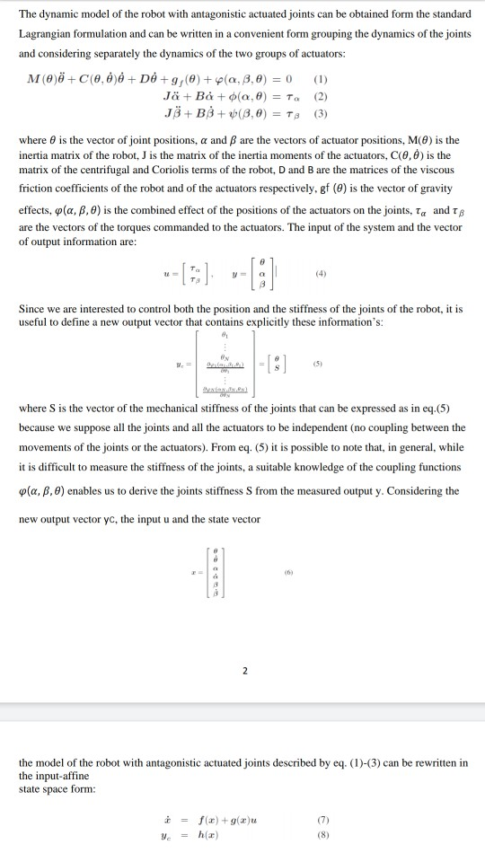 Variable Stiffness Actuator control by using Model | Chegg.com