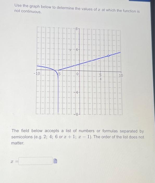 Solved Use the graph below to determine the values of x at | Chegg.com