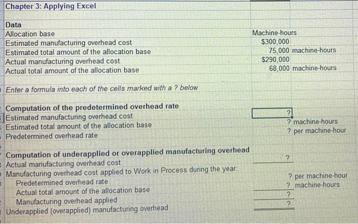 Solved Chapter 3: Applying Excel: Excel Worksheet (Part 1 of | Chegg.com