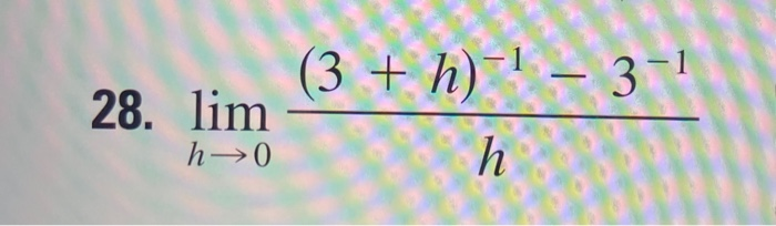 Solved (3 + h)-! - 3-1 28. lim h->0 h | Chegg.com