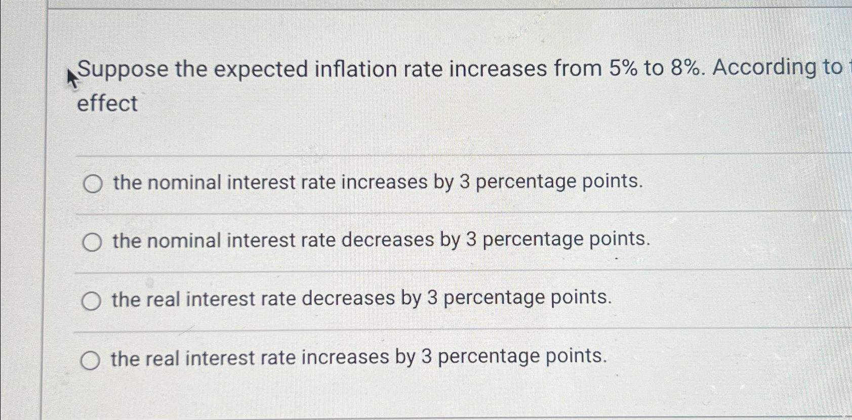 Solved Suppose the expected inflation rate increases from 5% | Chegg.com