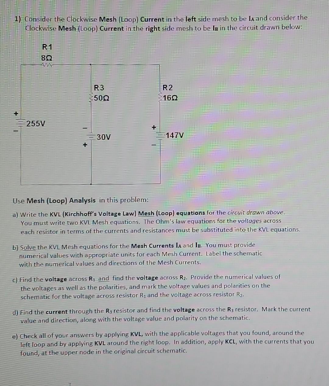 Solved 1): Consider the Clockwise Mesh (Loop) Current in the | Chegg.com