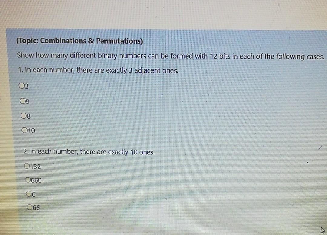 Solved (Topic: Combinations & Permutations) Show how many | Chegg.com