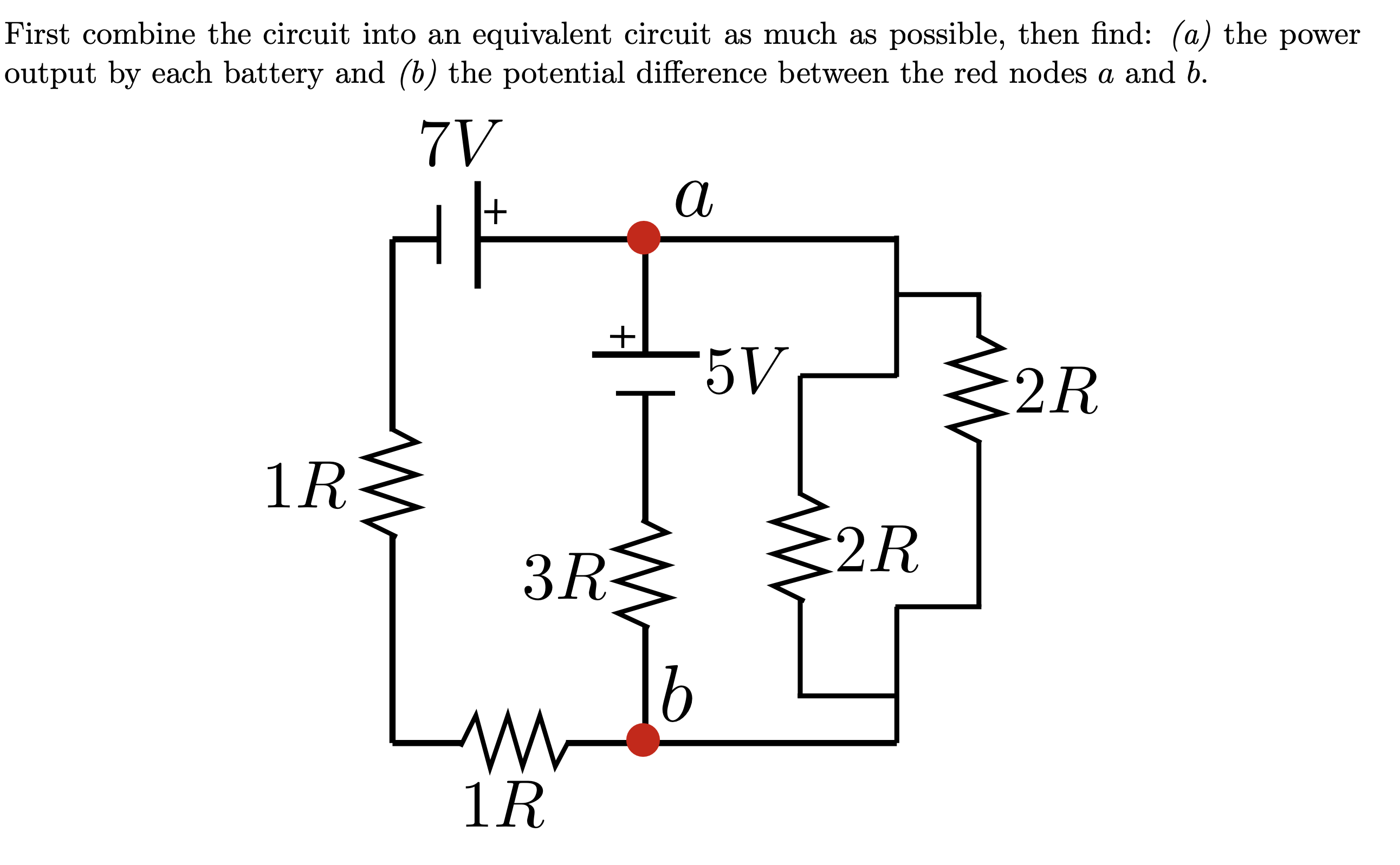 Solved First combine the circuit into an equivalent circuit | Chegg.com