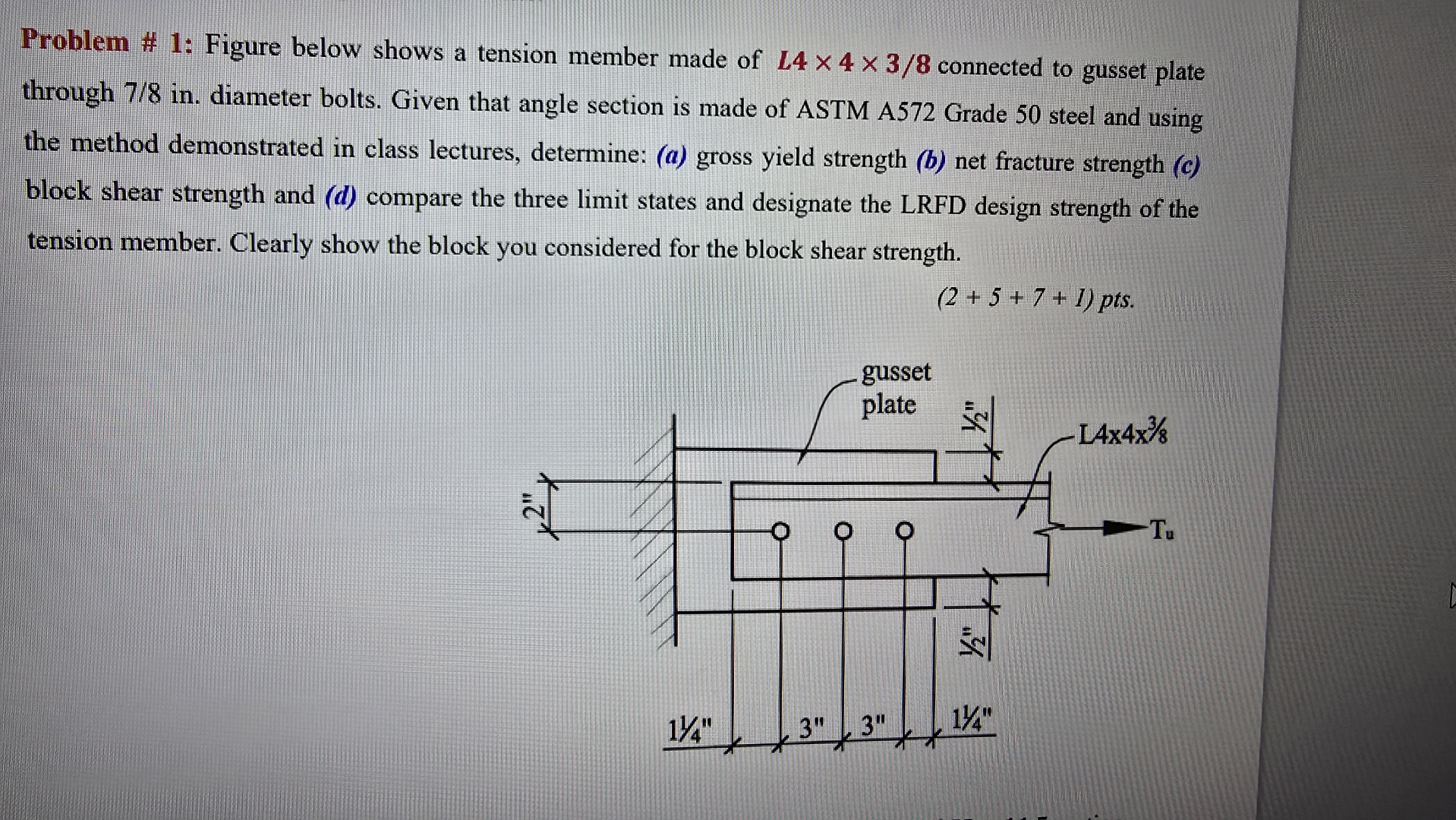Solved Problem # 1: Figure below shows a tension member made | Chegg.com