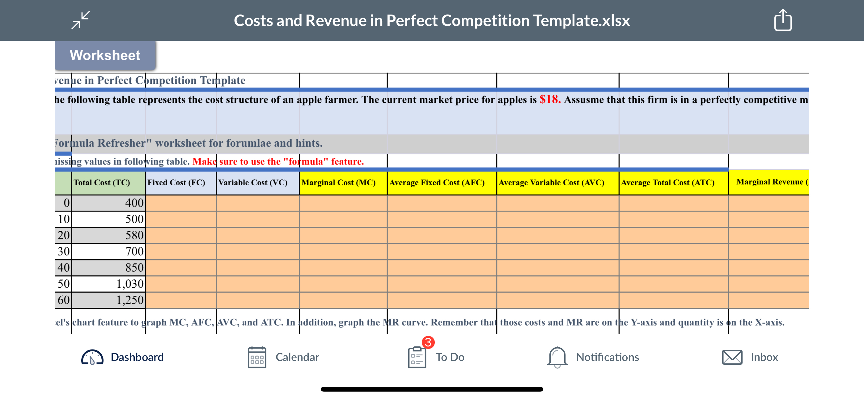 Solved WorksheetCosts and Revenue in Perfect Competition | Chegg.com