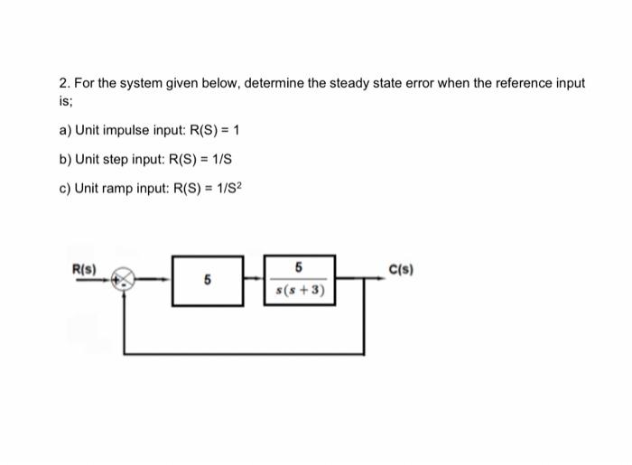 Solved 2. For the system given below, determine the steady | Chegg.com