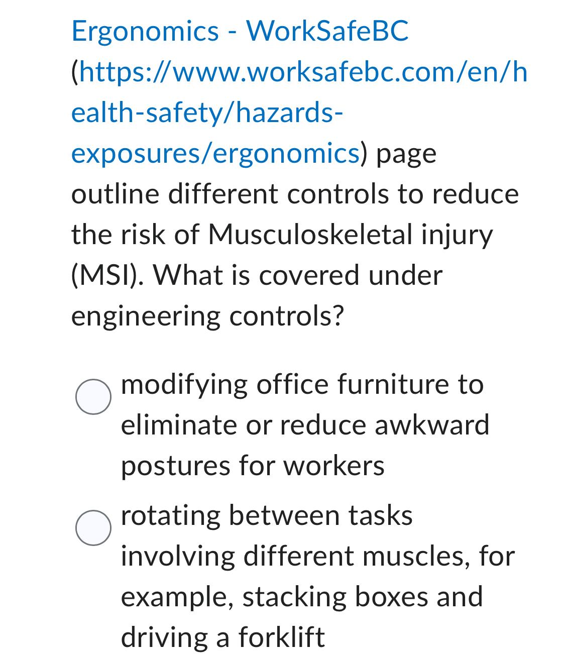 Solved Ergonomics - | Chegg.com