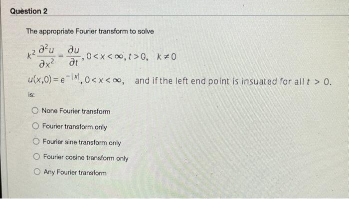 Solved The appropriate Fourier transform to solve | Chegg.com