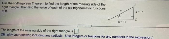 Solved B Use the Pythagorean Theorem to find the length of | Chegg.com