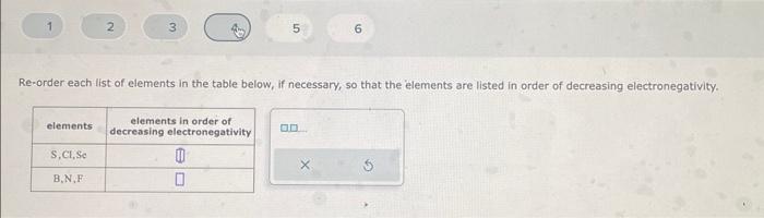 Solved Re-order each list of elements in the table below, if | Chegg.com